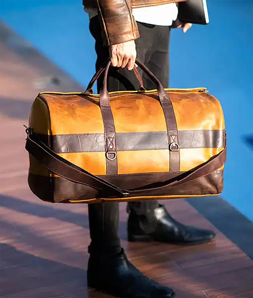 Multi-Function Brown Travel Leather Bag | NYC Jackets