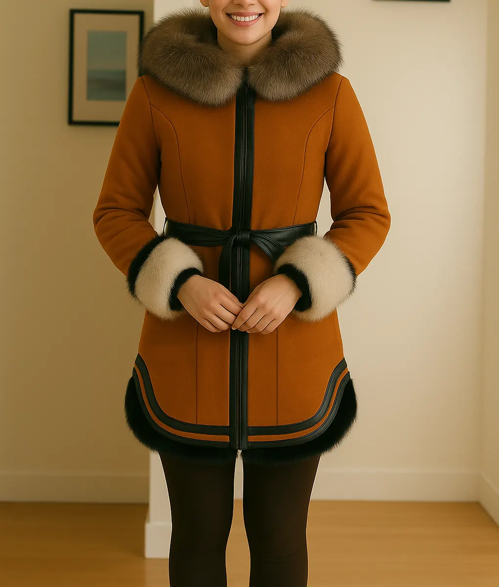 North of North Anna Lambe (Siaja) Orange Winter Coat | NYC Jackets
