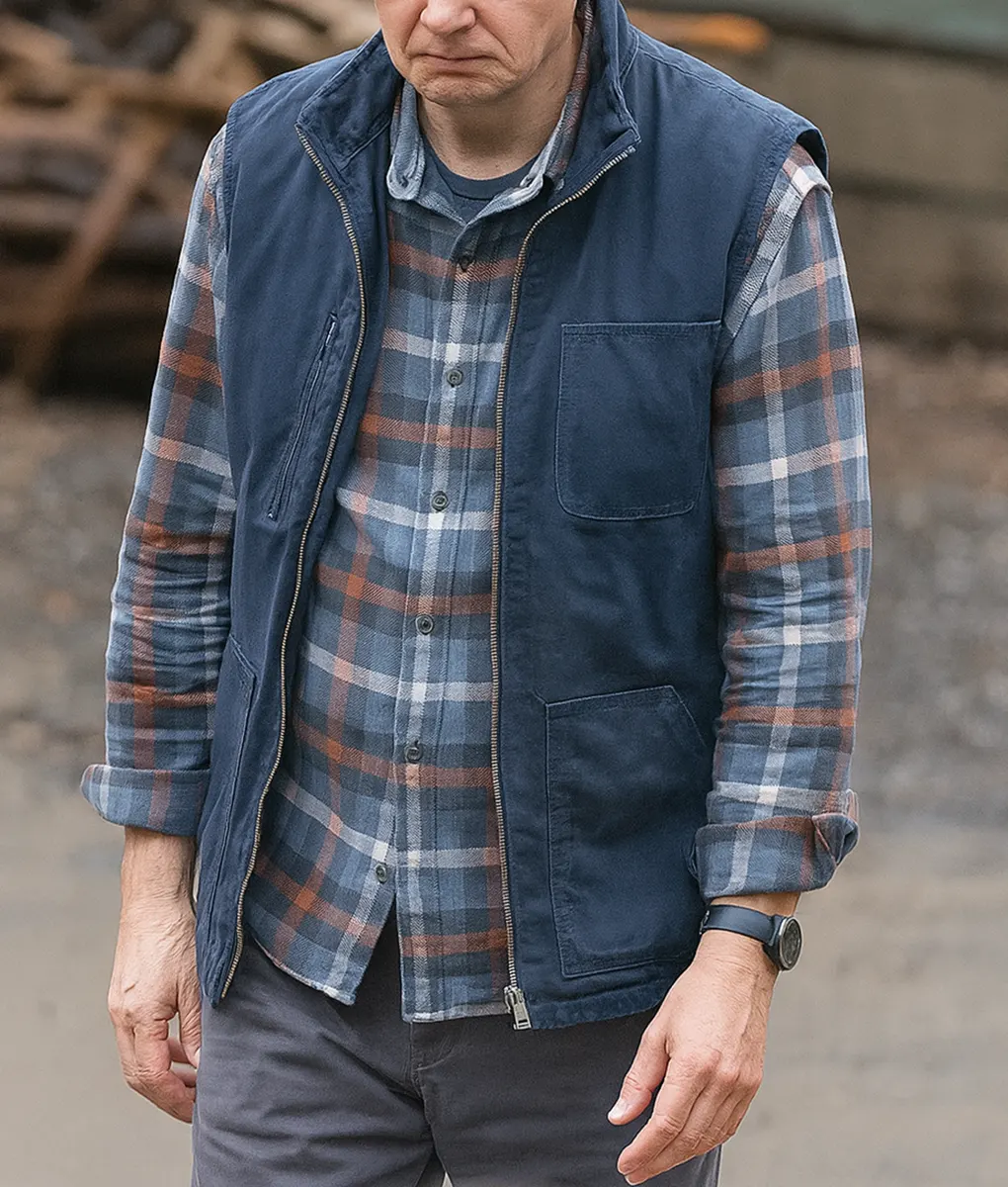 Ice Road Vengeance Liam Neeson (Mike McCann) Blue Cotton Vest | NYC Jackets