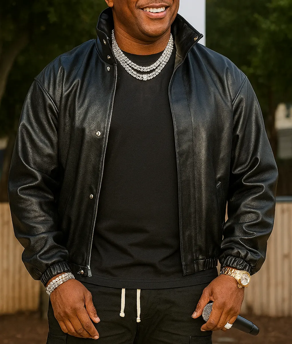 Sean John Combs (Diddy) Black Leather Bomber Jacket | NYC Jackets