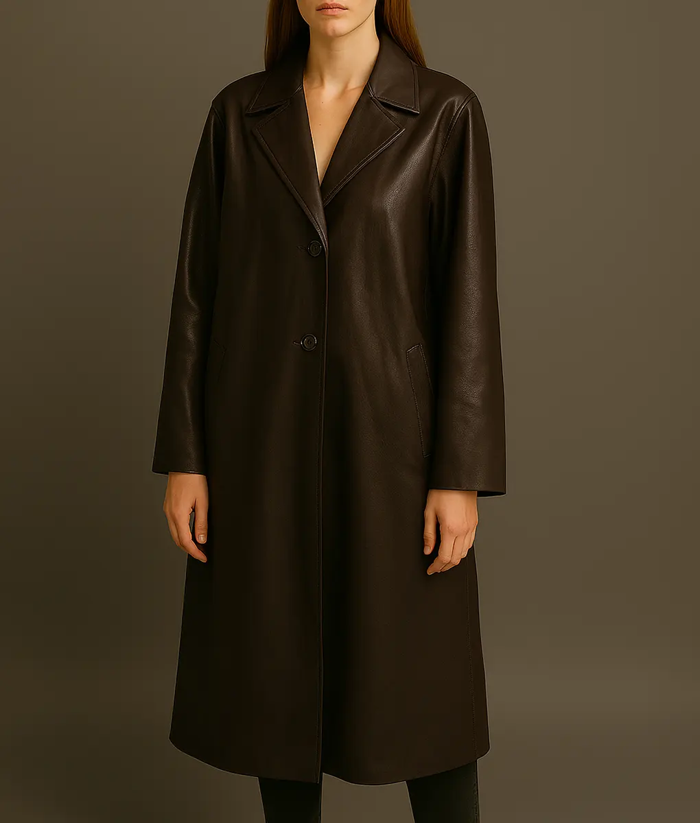 Sofia Women's Chocolate Brown Duster Coat | NYC Jackets