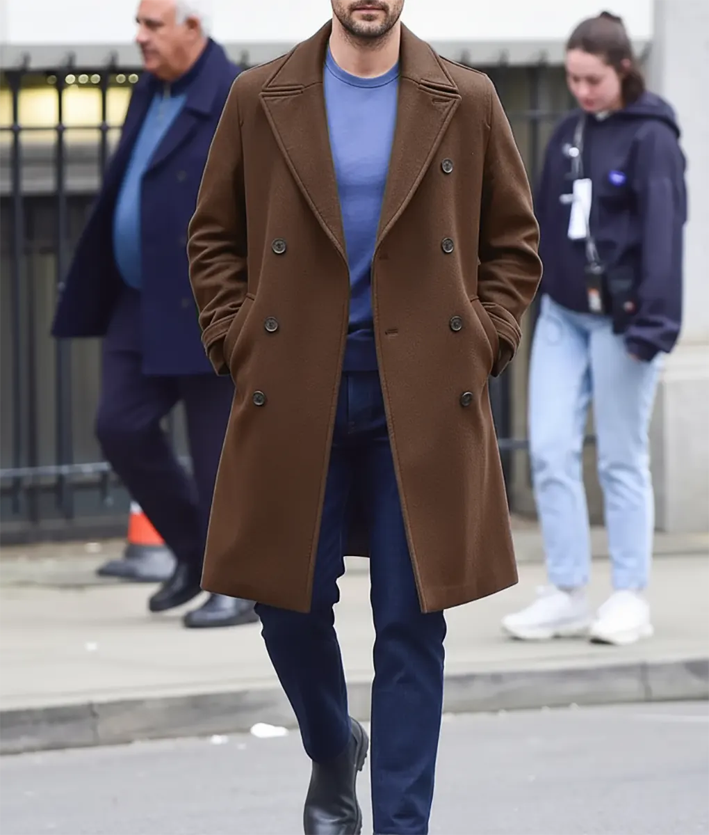 Sam Claflin Lazarus S01 Joel Lazarus Brown Wool Coat | NYC Jackets