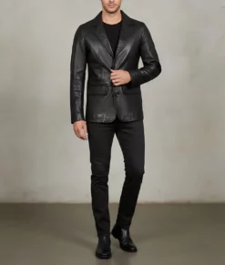 Dean Men's Black Vintage Leather Blazer | NYC Jackets