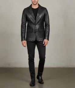 Dean Men's Black Vintage Leather Blazer | NYC Jackets