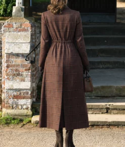 Christmas Morning Service 2025 Kate Middleton Brown Plaid Coat | NYC ...