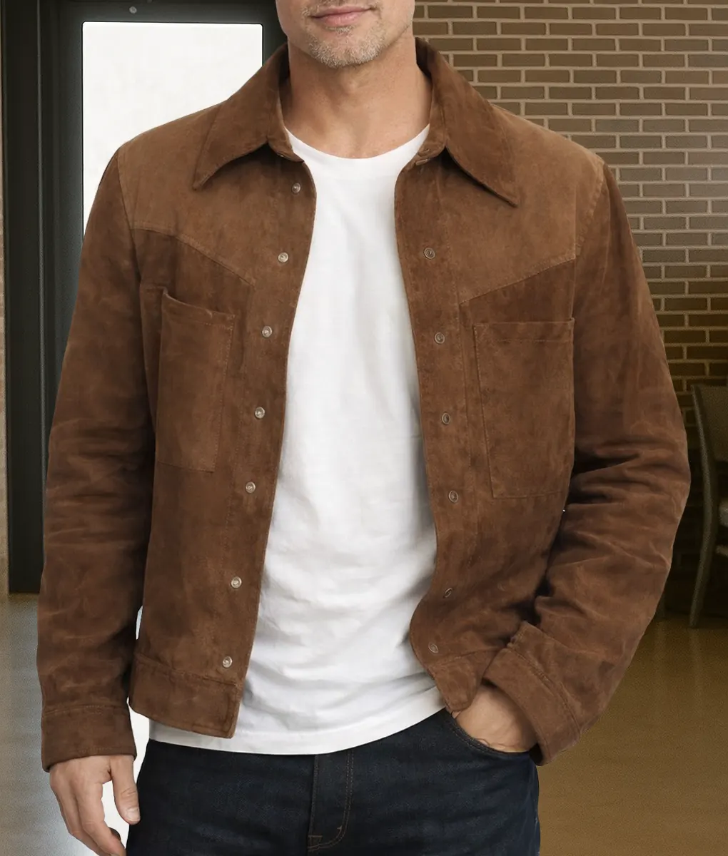 The Adventures Of Cliff Booth Brad Pitt (Cliff Booth) Suede Jacket ...